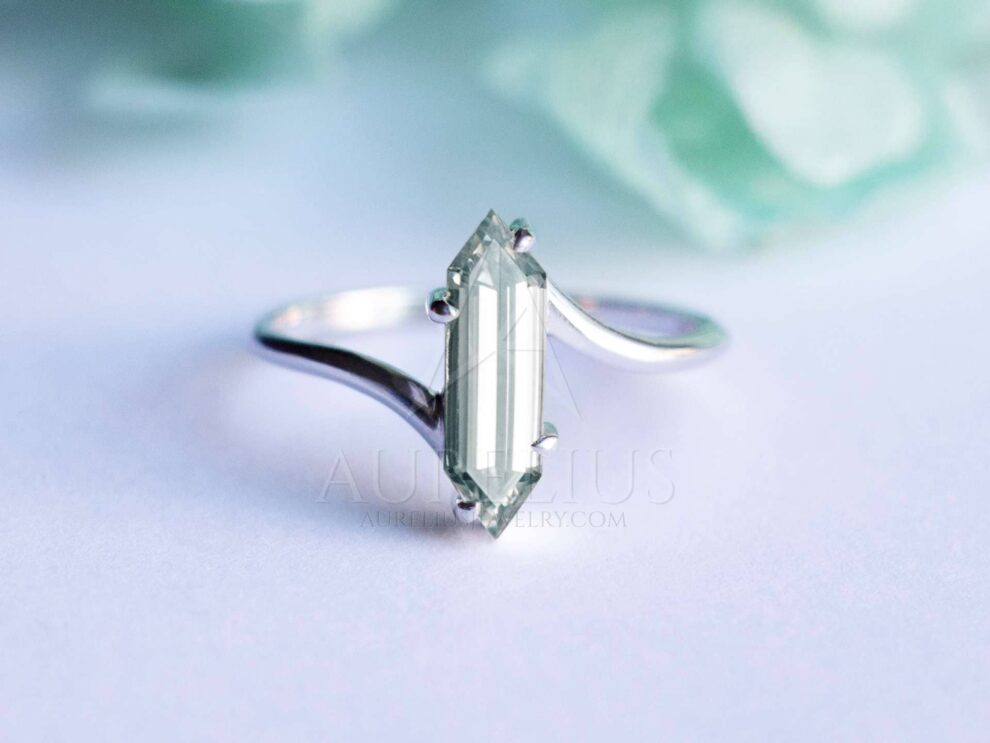 Elongated Hexagon Engagement Ring - Aurelius Jewelry