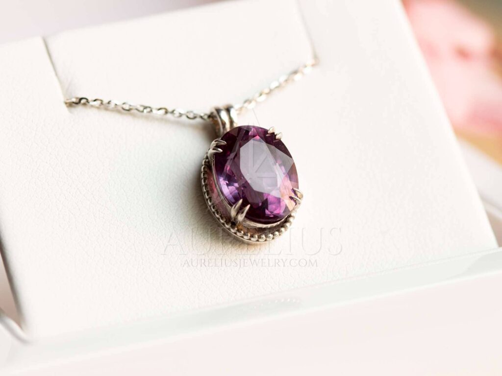Vintage Inspired Oval Alexandrite Necklace - Aurelius Jewelry